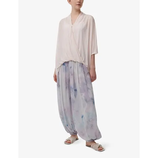 LEEM Wrap-detail Short-sleeve Jersey Top