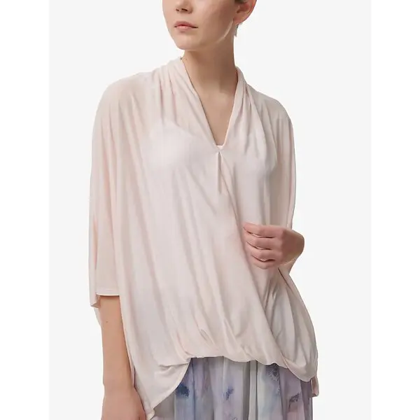 LEEM Wrap-detail Short-sleeve Jersey Top