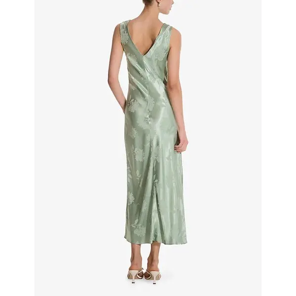 OMNES Floral Jacquard Woven Maxi Dress - Green