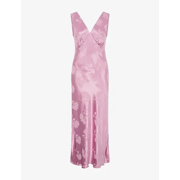 OMNES Iris Floral Jacquard Woven Maxi Dress - Pink