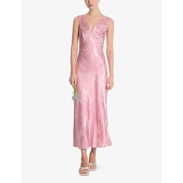OMNES Iris Floral Jacquard Woven Maxi Dress - Pink