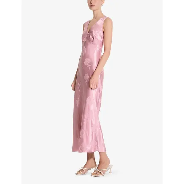 OMNES Iris Floral Jacquard Woven Maxi Dress - Pink