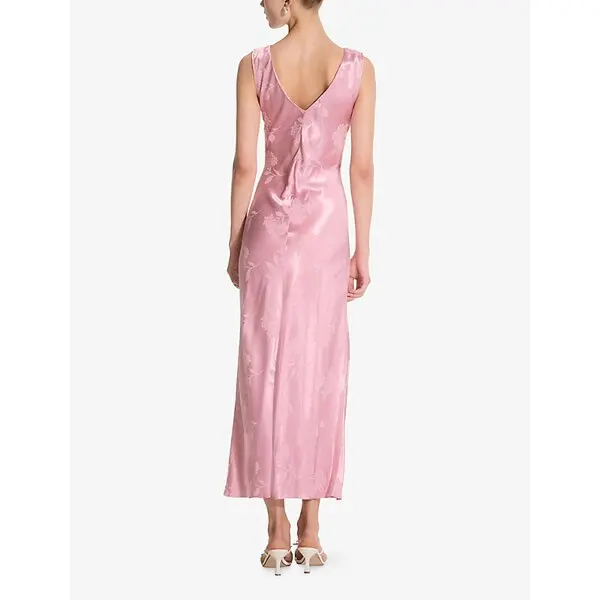 OMNES Iris Floral Jacquard Woven Maxi Dress - Pink