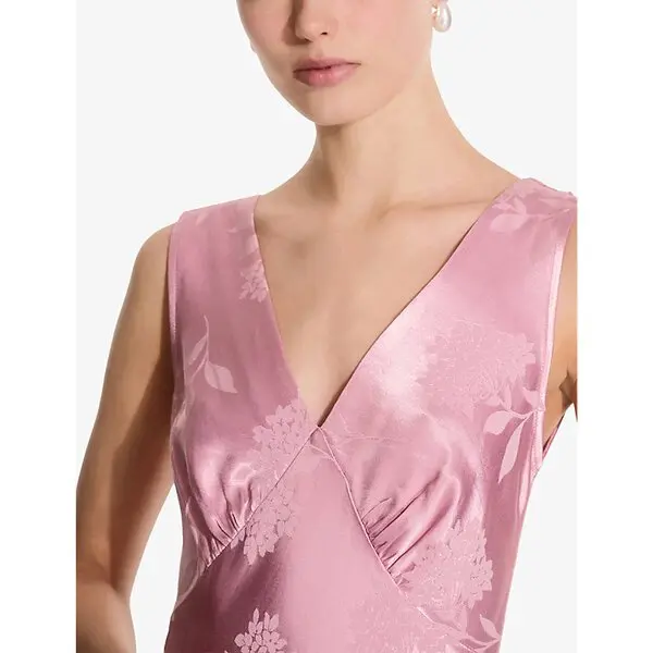 OMNES Iris Floral Jacquard Woven Maxi Dress - Pink