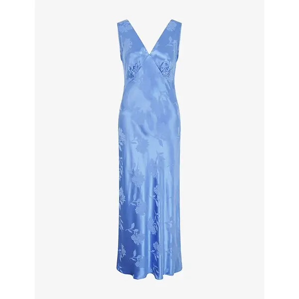OMNES Iris Floral Jacquard Woven Maxi Dress - Blue