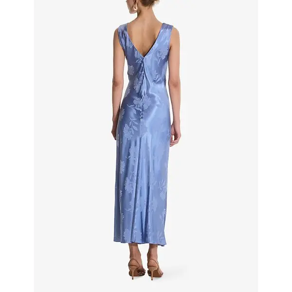 OMNES Iris Floral Jacquard Woven Maxi Dress - Blue