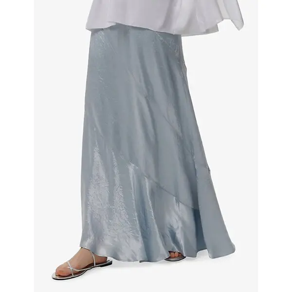 LEEM Asymmetric Panelled Satin Maxi Skirt