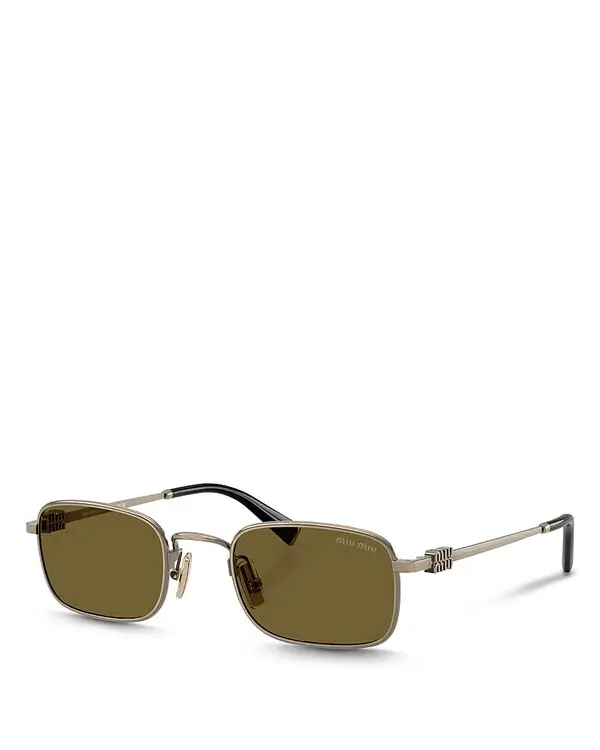 Miu Miu Regarde Rectangle Sunglasses, 49mm - Dark Brown