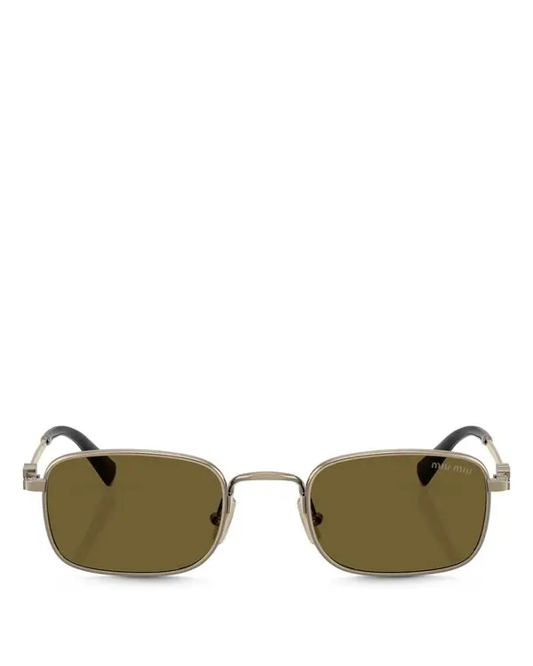 Miu Miu Regarde Rectangle Sunglasses, 49mm - Dark Brown