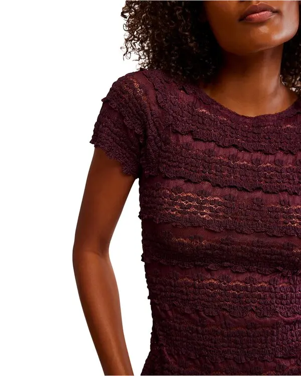 Free People Angelina Lace Tee - Wine