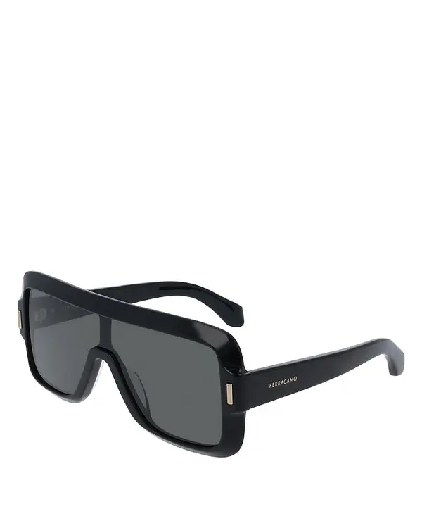FERRAGAMO 55mm Classic Logo Shield Sunglasses - Black