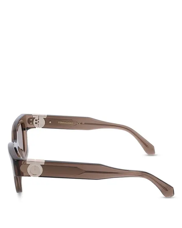 FERRAGAMO Gancini Hinge Rectangular Sunglasses, 52mm - Transparent Brown