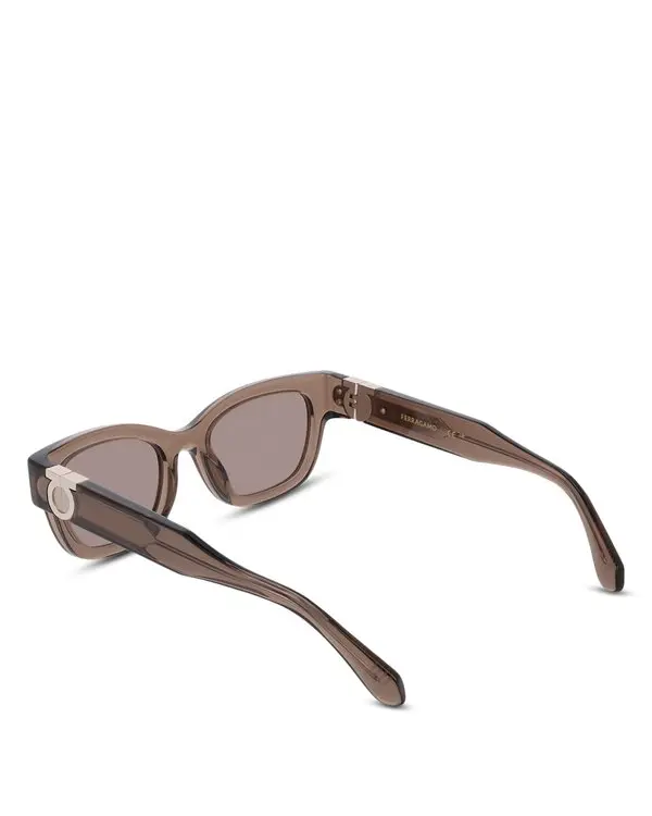 FERRAGAMO Gancini Hinge Rectangular Sunglasses, 52mm - Transparent Brown