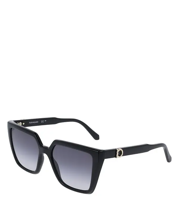 FERRAGAMO Renew Gancini Square Sunglasses - Black