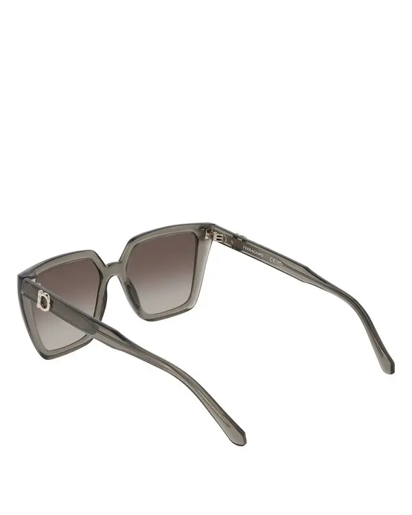 FERRAGAMO Renew Gancini Square Sunglasses - Transparent Khaki