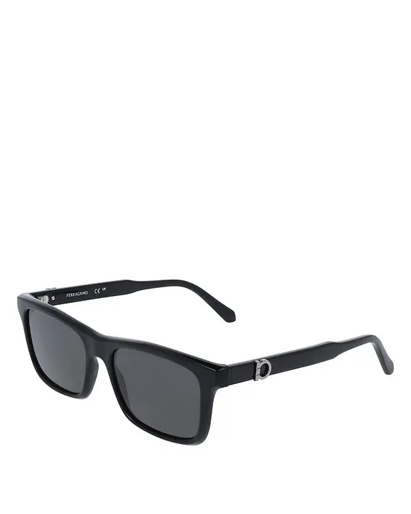 FERRAGAMO Renew Gancini 55mm Rectangular Sunglasses - Black