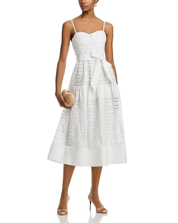 Aqua Eyelet Midi Dress
