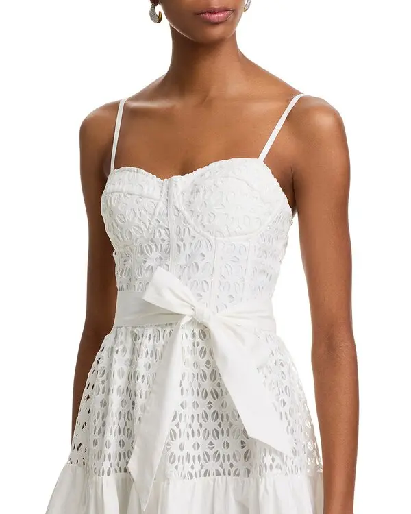 Aqua Eyelet Midi Dress