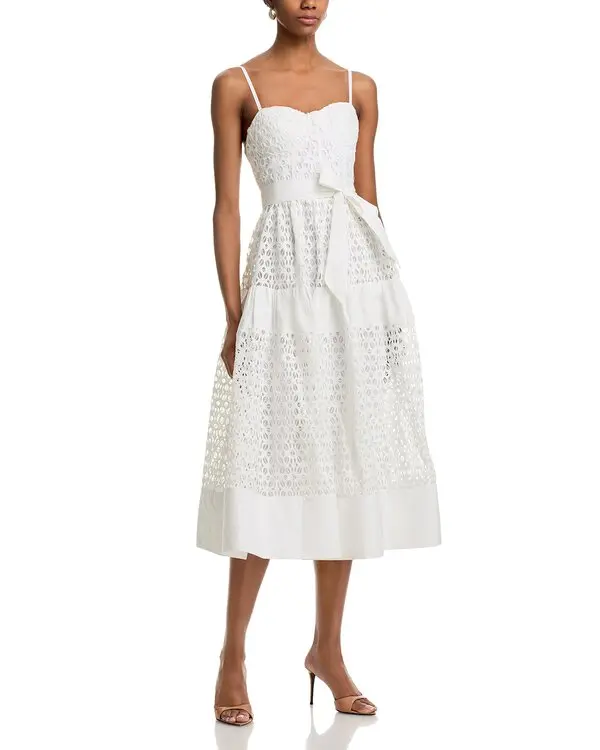 Aqua Eyelet Midi Dress