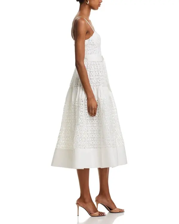 Aqua Eyelet Midi Dress