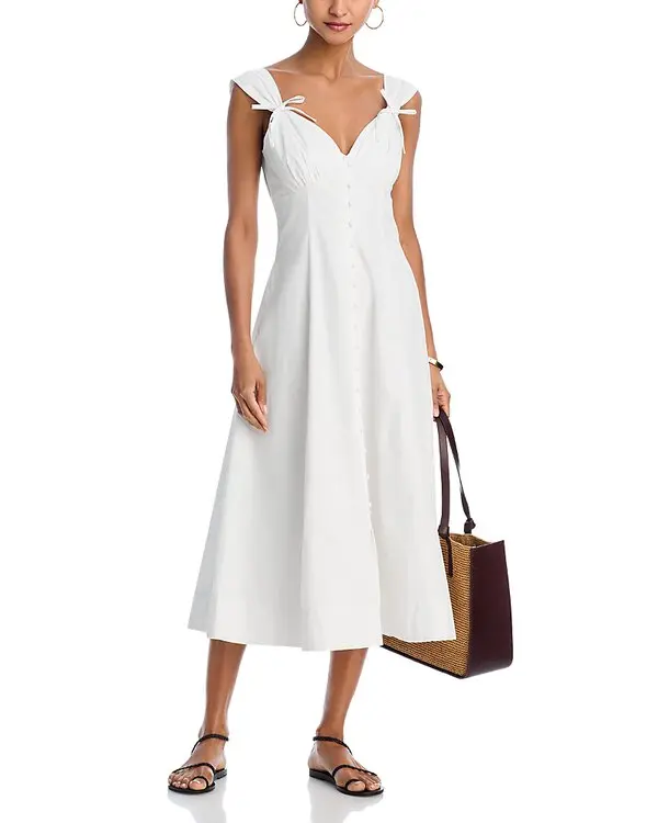 Aqua Cotton Poplin Midi Dress