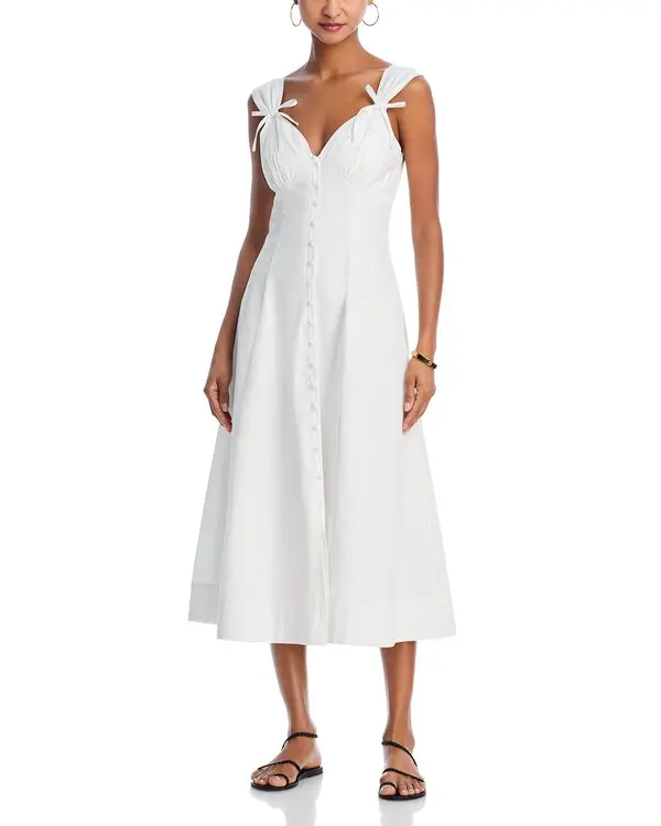 white christmas dresses Pink Cotton Poplin V-Neck Infinity Midi Dress 40