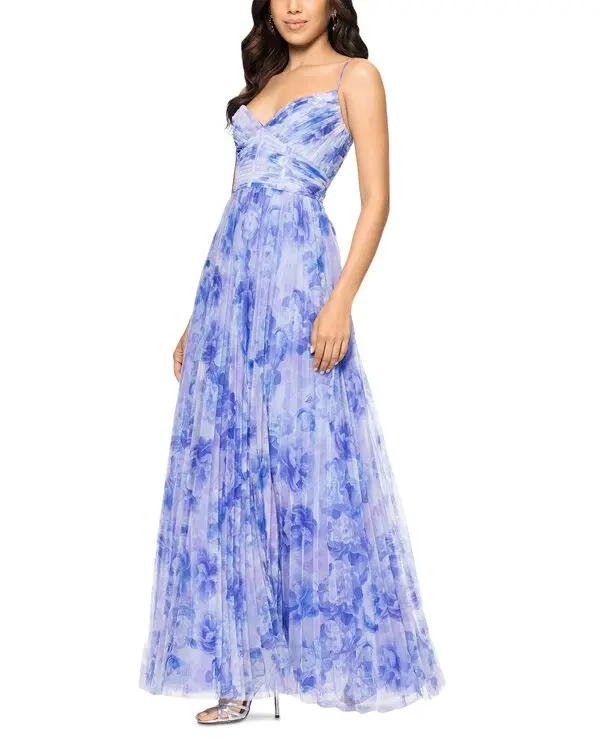 Aqua Printed Tulle Dress