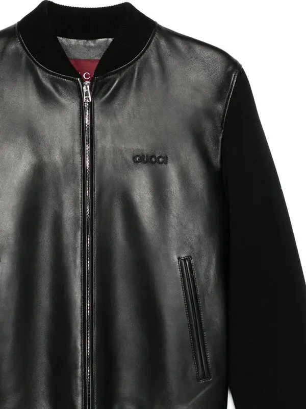 Gucci Leather Bomber Jacket In Black 33% Off Editorialist
