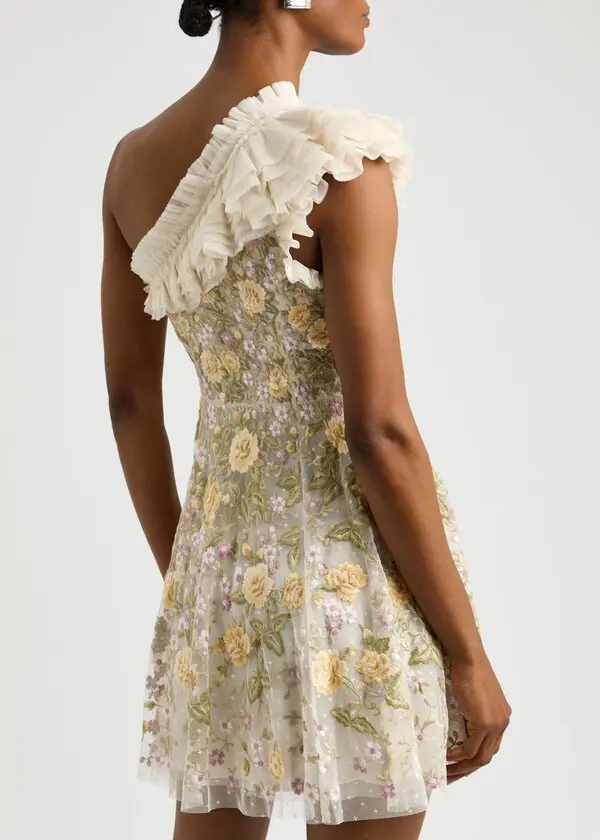 NEEDLE & THREAD Florine One-shoulder Mini Dress