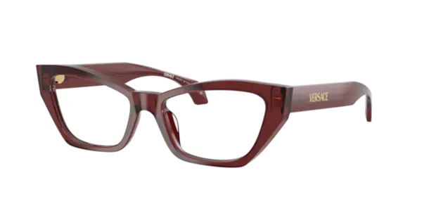 Versace Full Rim Cat Eye Eyeglasses - Transparent Bordeaux