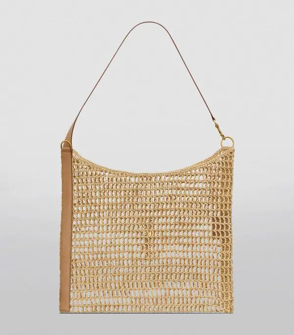 Saint Laurent Raffia Oxalis Crochet Shoulder Bag - Nude