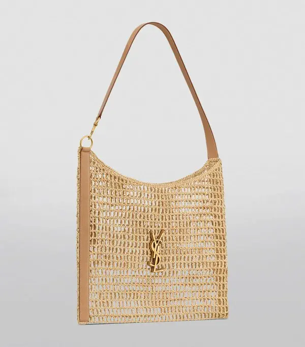 Saint Laurent Raffia Oxalis Crochet Shoulder Bag - Nude