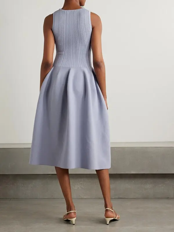 SELF-PORTRAIT Crystal-embellished Ribbed Midi Dress