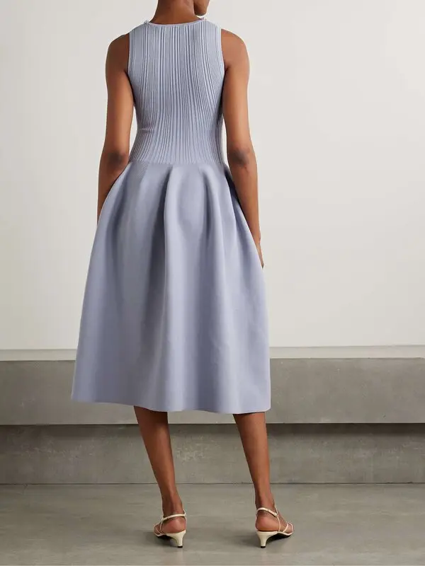SELF-PORTRAIT Crystal-embellished Ribbed Midi Dress