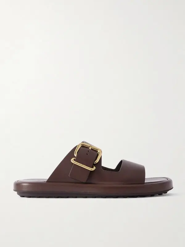 TOD'S Buckled Leather Sandals - Brown