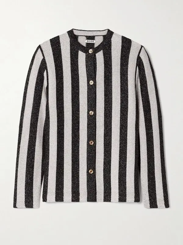 BODE Grandstand Metallic Striped Cardigan - Black