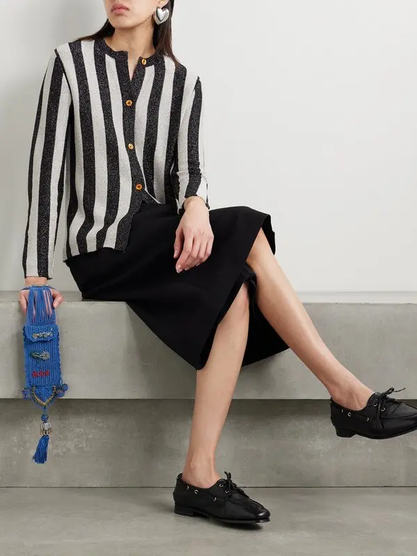 BODE Grandstand Metallic Striped Cardigan - Black
