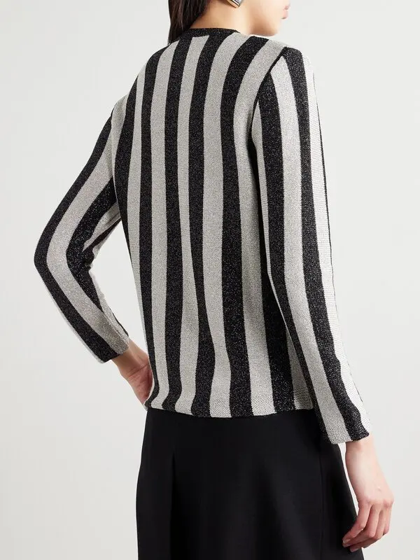 BODE Grandstand Metallic Striped Cardigan - Black