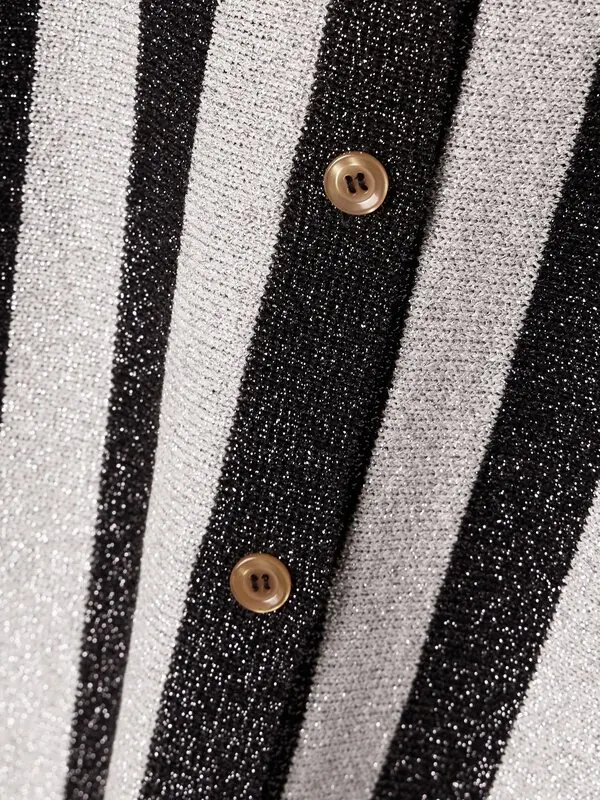 BODE Grandstand Metallic Striped Cardigan - Black