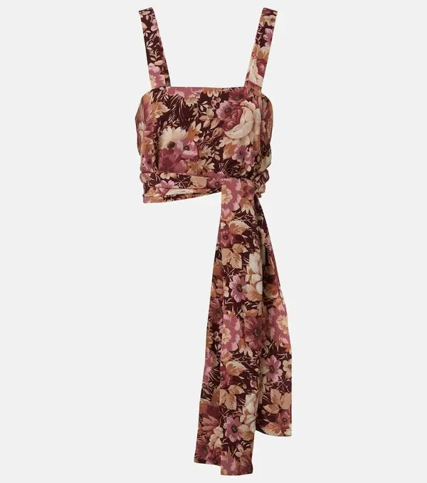 Chloé Floral Crepe De Chine Crop Top
