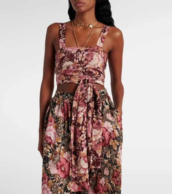 Chloé Floral Crepe De Chine Crop Top
