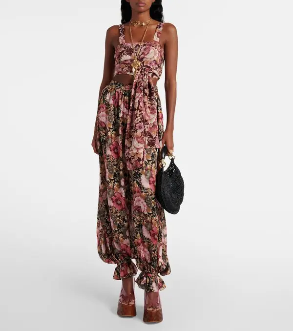 Chloé Floral Crepe De Chine Crop Top