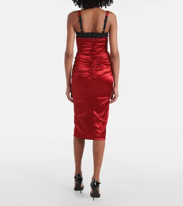 Dolce & Gabbana Ruched Satin Midi Dress