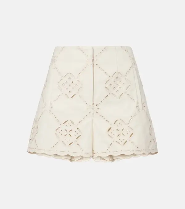 Veronica Beard Jazmin Laser-cut Cotton Shorts