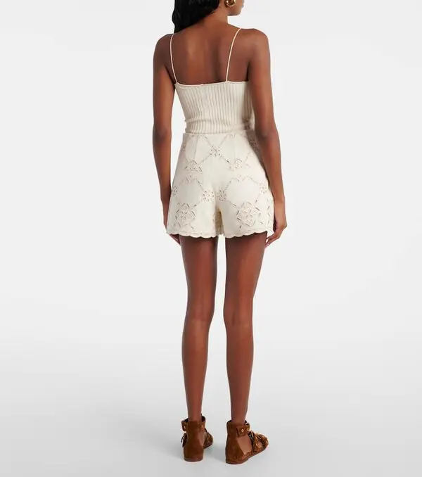 Veronica Beard Jazmin Laser-cut Cotton Shorts