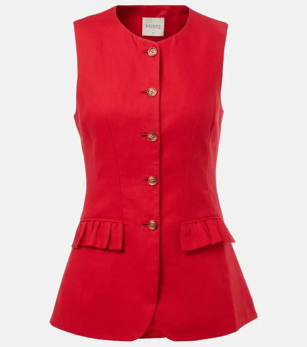 Posse Matilda Linen Vest - Red