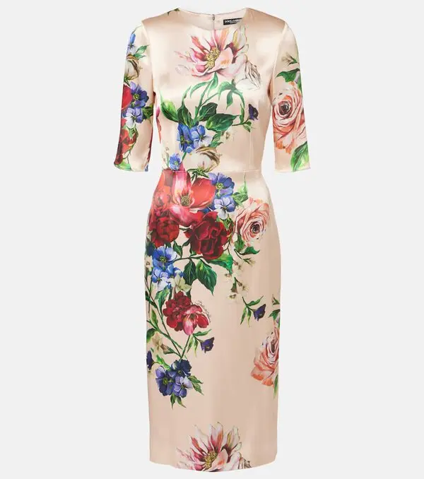 Dolce & Gabbana Floral Print Satin Midi Dress