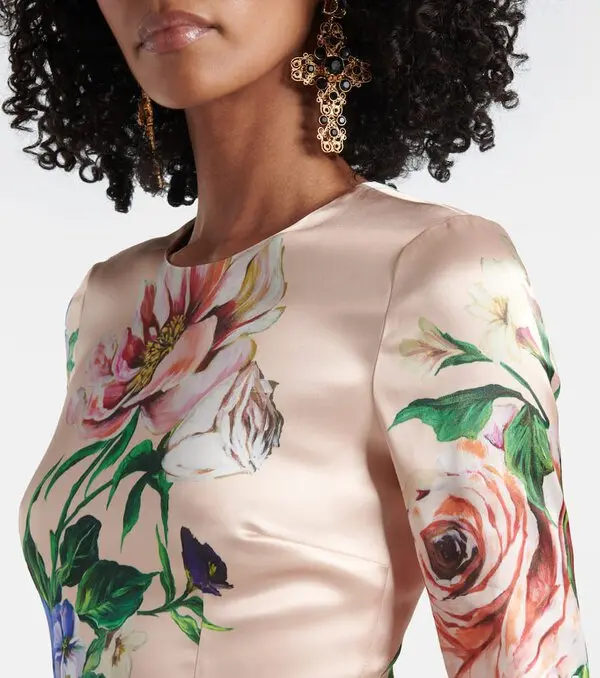 Dolce & Gabbana Floral Print Satin Midi Dress