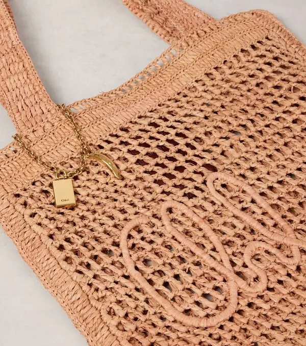 Chloé Raffia-effect Tote Bag - Beige