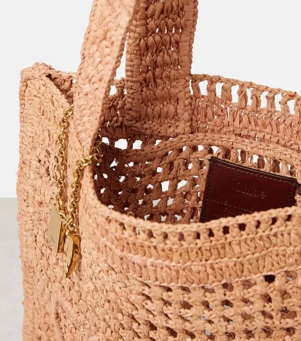 Chloé Raffia-effect Tote Bag - Beige